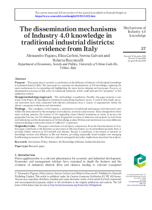 (PDF) The dissemination mechanisms of Industry 4.0 knowledge in ...