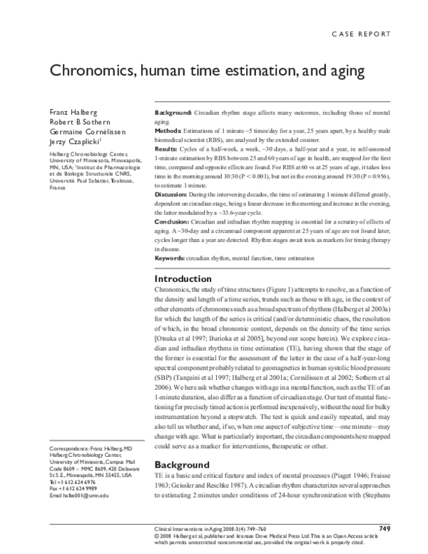 (PDF) Chronomics, human time estimation, and aging