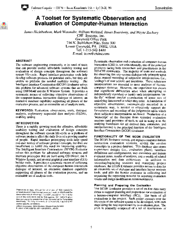 (PDF) A toolset for systematic observation and evaluation of computer ...