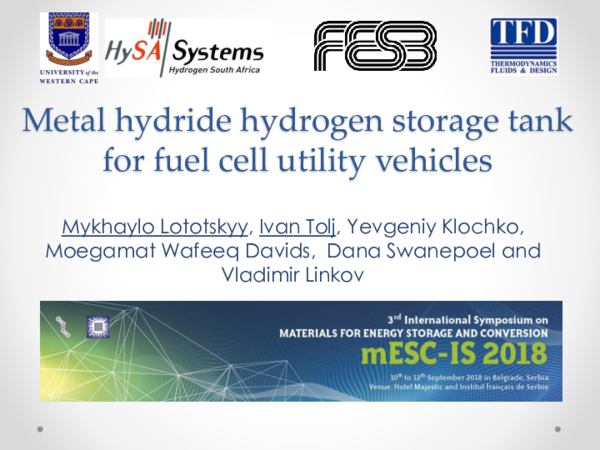 (PDF) Metal hydride hydrogen storage tank for fuel cell utility vehicles