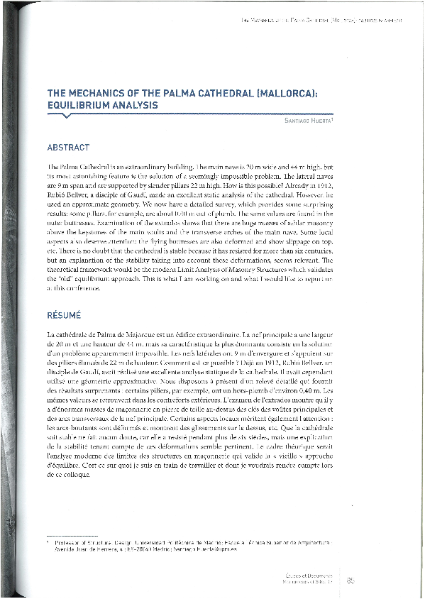 (PDF) The mechanics of the Palma Cathedral (Mallorca): Equilibrium analysis