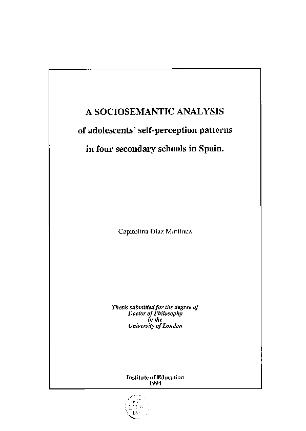 (PDF) A sociosemantic analysis of adolescents; self-perception patterns ...