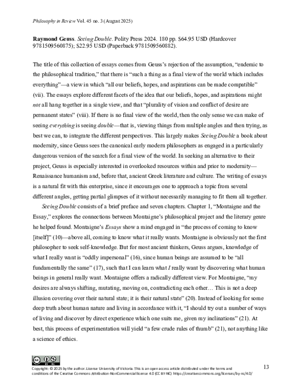 (PDF) Raymond Geuss, Seeing Double