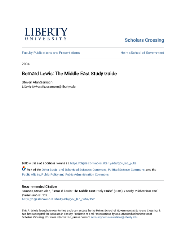 (PDF) Bernard Lewis: The Middle East Study Guide