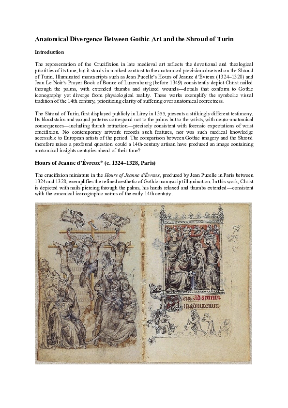 (PDF) Anatomical Divergence Between Gothic Art and the Shroud of Turin