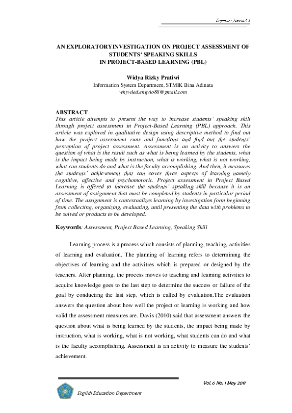 (PDF) An Exploratory Investigation on Project Assessment of Students ...