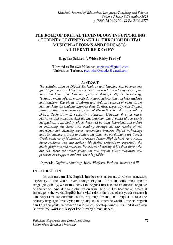 (PDF) The Role of Digital Technology in Supporting Students’ Listening ...