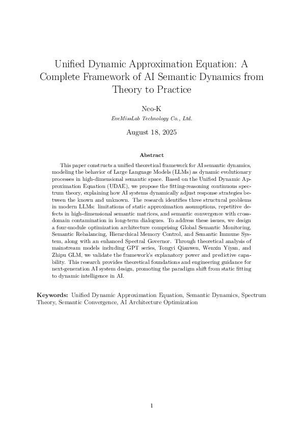 (PDF) Unified Dynamic Approximation Equation: A Complete Framework of AI Semantic Dynamics from ...