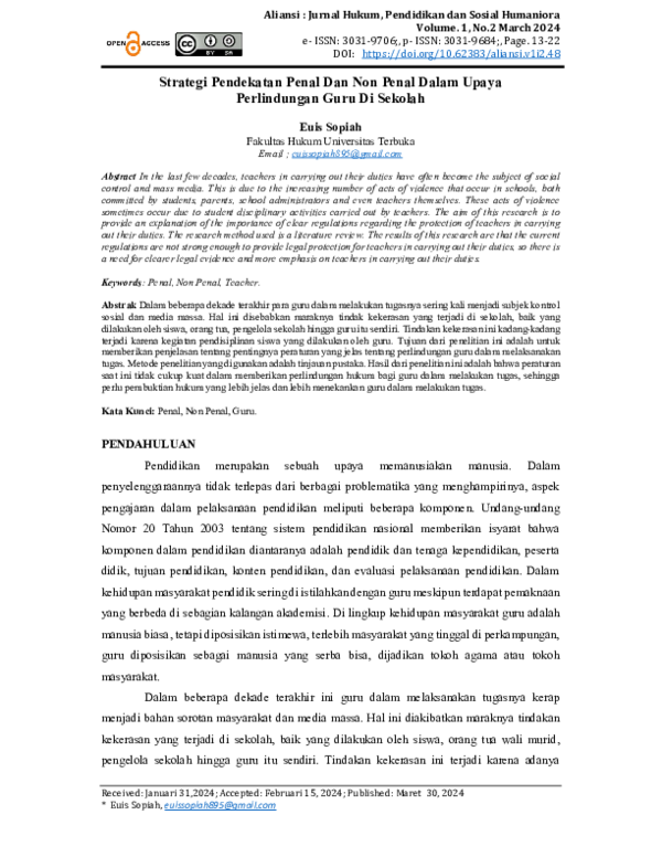 (PDF) Strategi Pendekatan Penal Dan Non Penal Dalam Upaya Perlindungan ...