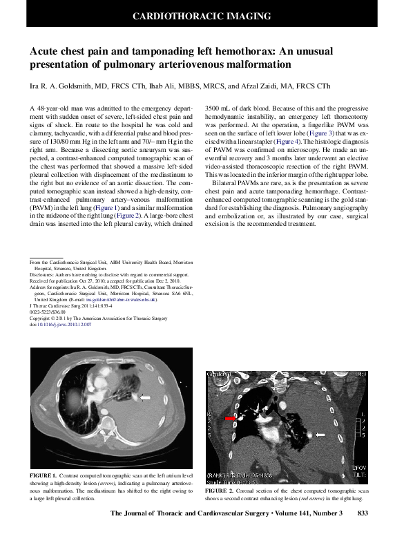 (PDF) Acute chest pain and tamponading left hemothorax: An unusual ...