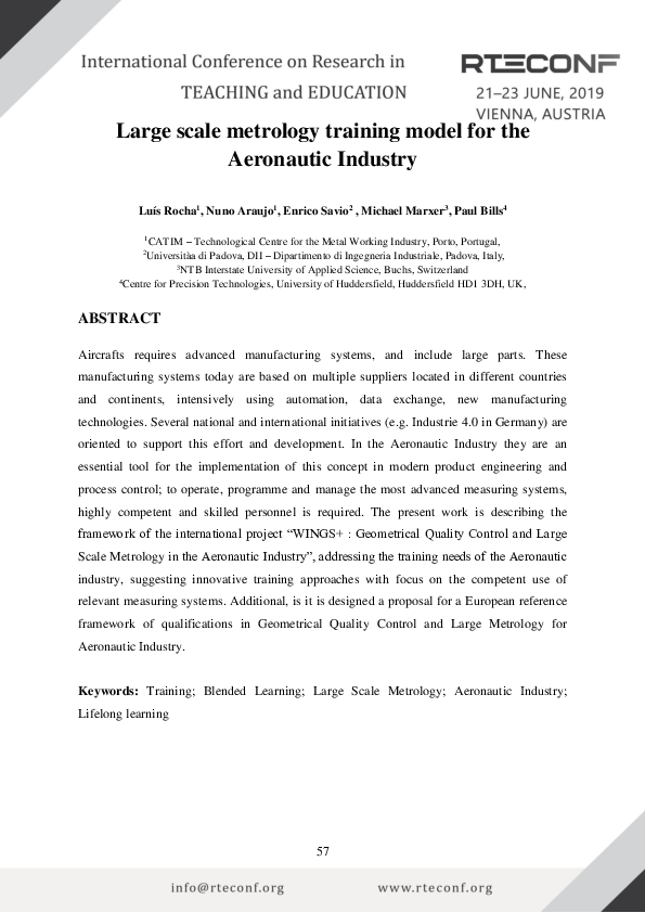 (PDF) Large scale metrology training model for the Aeronautic Industry