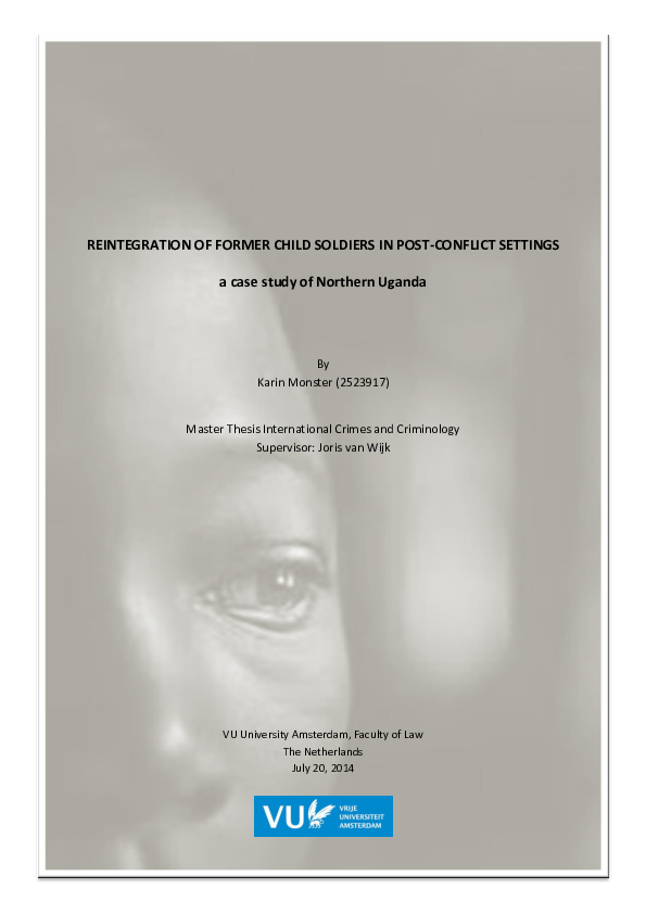 (PDF) REINTEGRATION OF FORMER CHILD SOLDIERS IN POST-CONFLICT SETTINGS ...