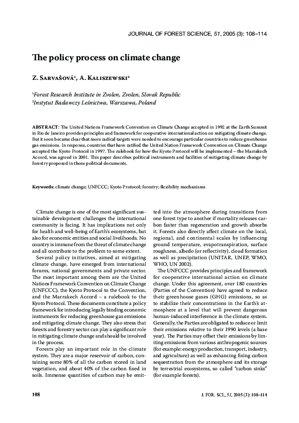 (PDF) The policy process on climate change