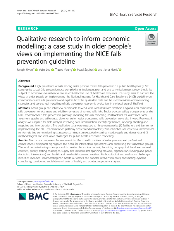(PDF) Qualitative research to inform economic modelling: a case study ...
