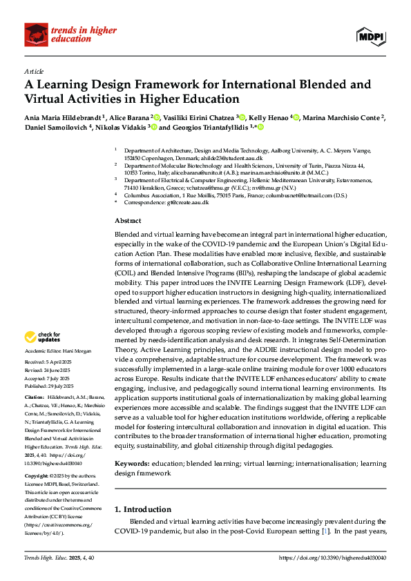 (PDF) A Learning Design Framework for International Blended and Virtual ...