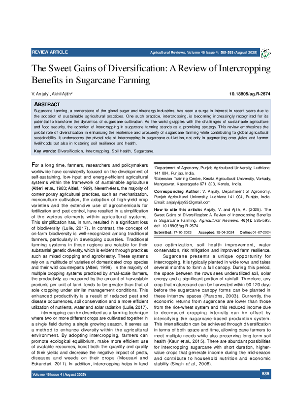 (PDF) The Sweet Gains of Diversification: A Review of Intercropping ...