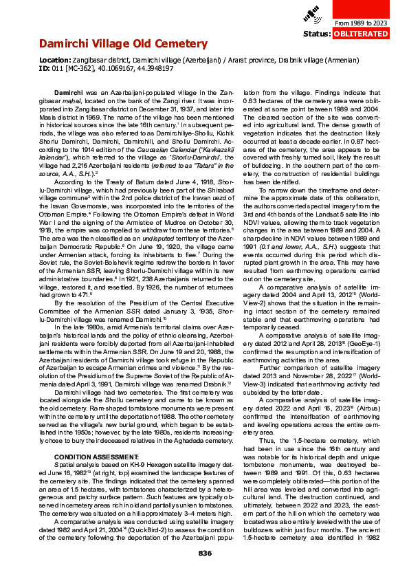 (PDF) Damirchi Village Old Cemetery (Case ID: 011 [MC-362]): Systematic ...