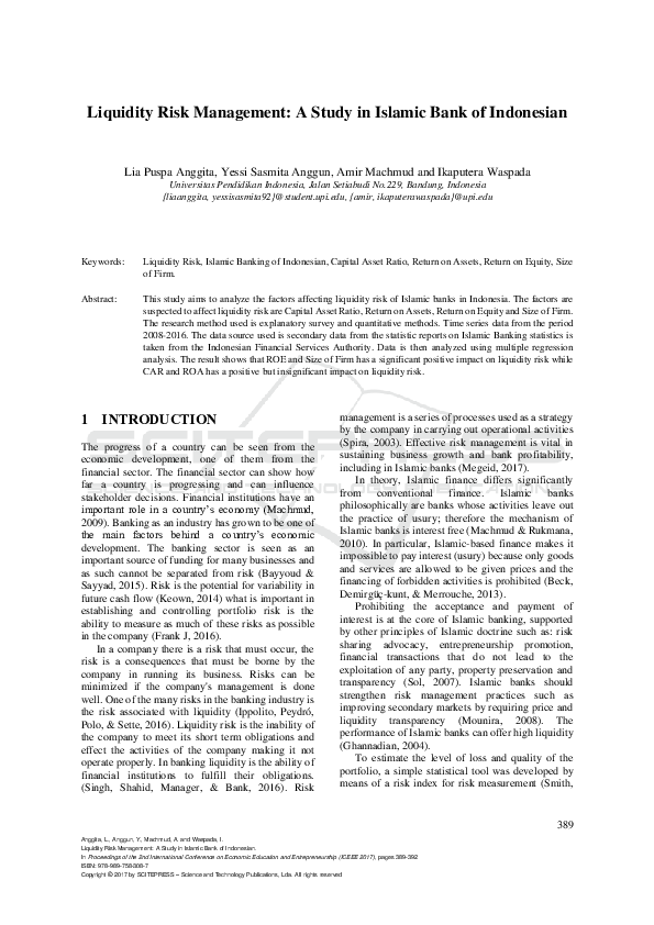 (PDF) Liquidity Risk Management: A Study in Islamic Bank of Indonesian