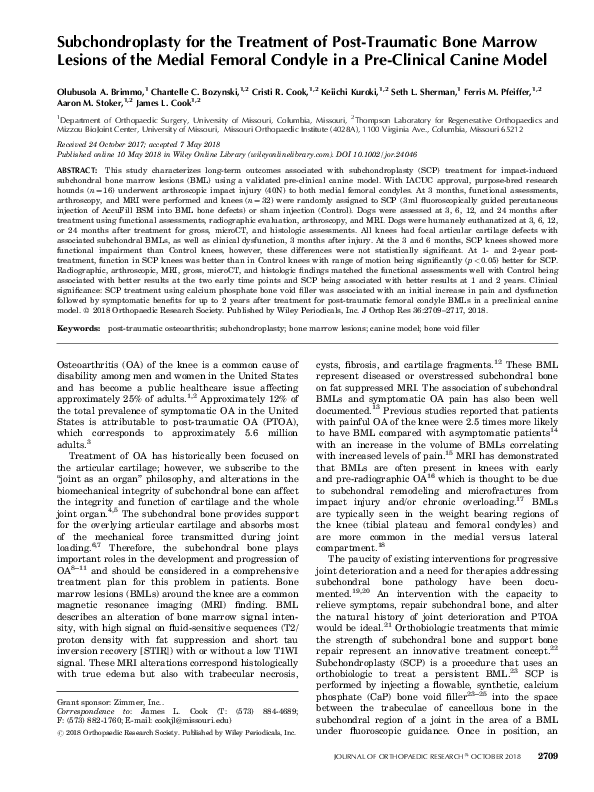 (PDF) Subchondroplasty for the treatment of post-traumatic bone marrow ...