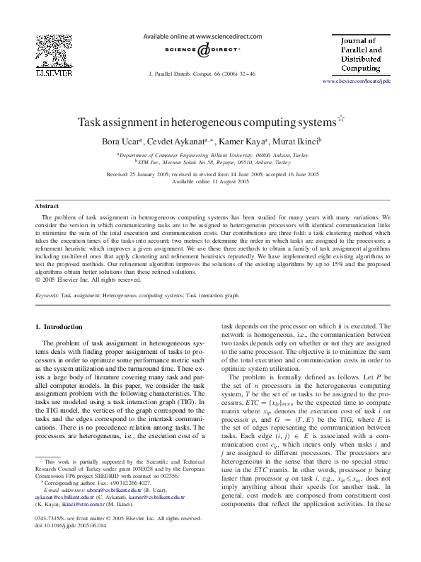 (PDF) Task assignment in heterogeneous computing systems