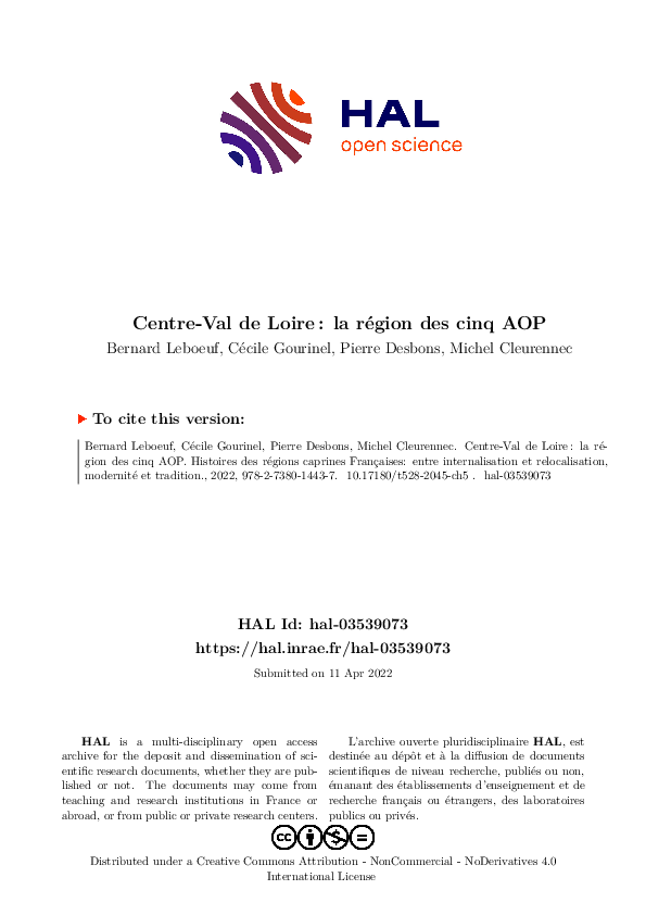 (PDF) Centre-Val de Loire : la région des cinq AOP