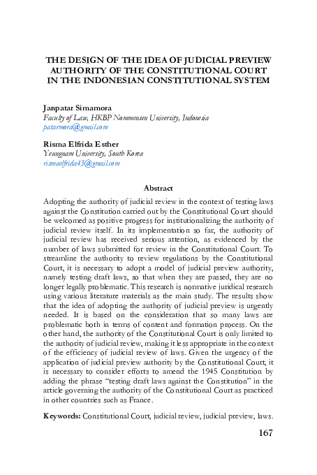(PDF) THE DESIGN OF THE IDEA OF JUDICIAL PREVIEW AUTHORITY OF THE ...