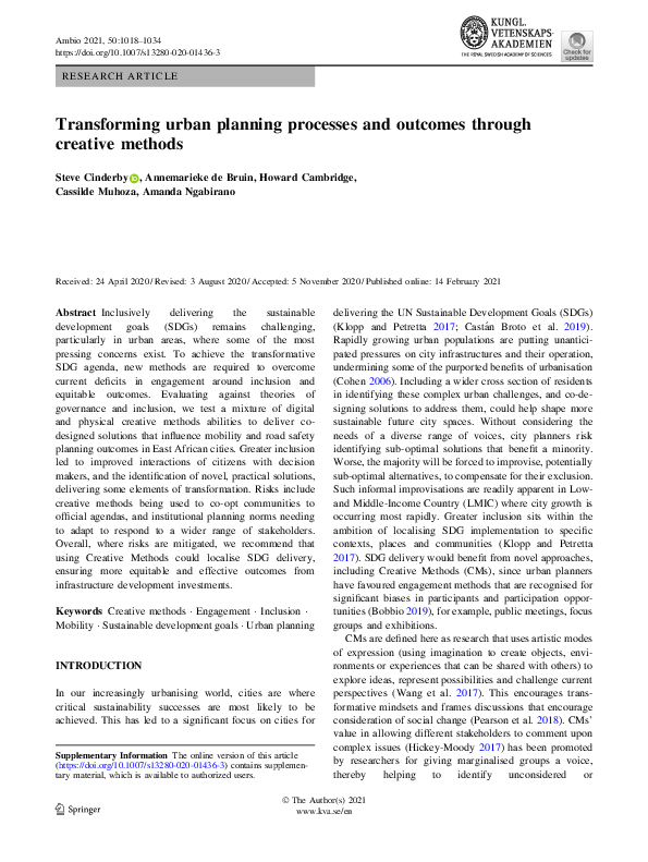 (PDF) Transforming urban planning processes and outcomes through creative methods