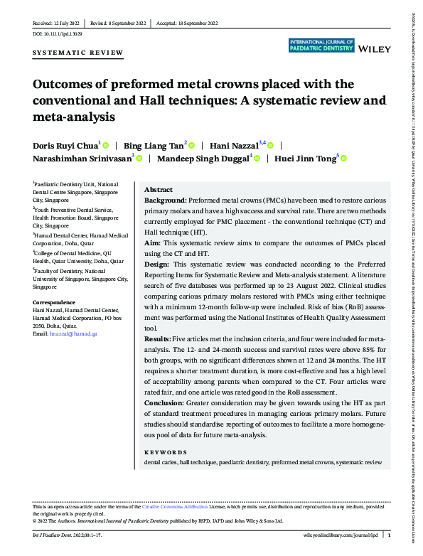 (PDF) Outcomes of preformed metal crowns placed with the conventional ...