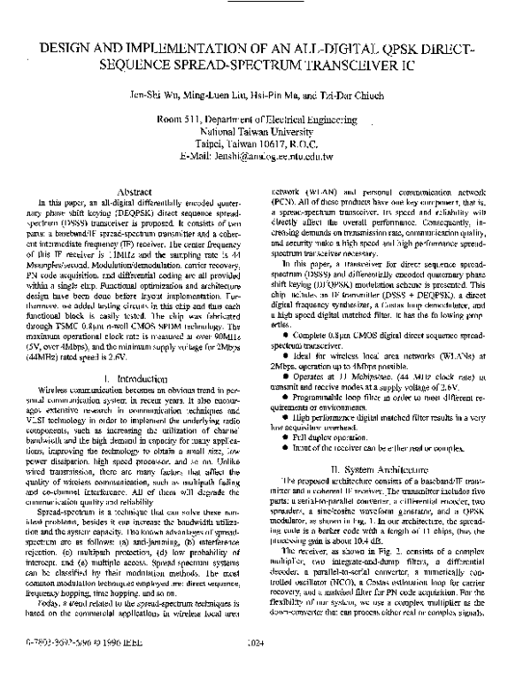 (PDF) Design and implementation of an all-digital QPSK direct-sequence ...