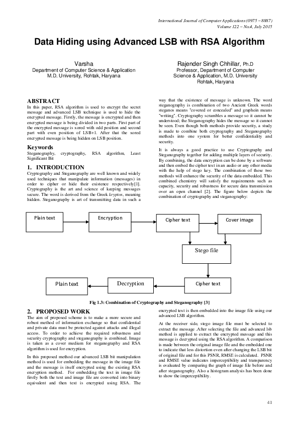 (PDF) Data Hiding using Advanced LSB with RSA Algorithm