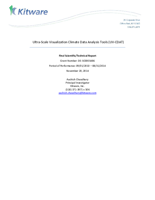 (PDF) Ultra-Scale Visualization Climate Data Analysis Tools (UV-CDAT) Final Technical Report