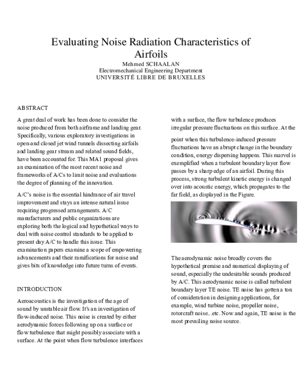 (PDF) Evaluating Noise Radiation Characteristics of Airfoils