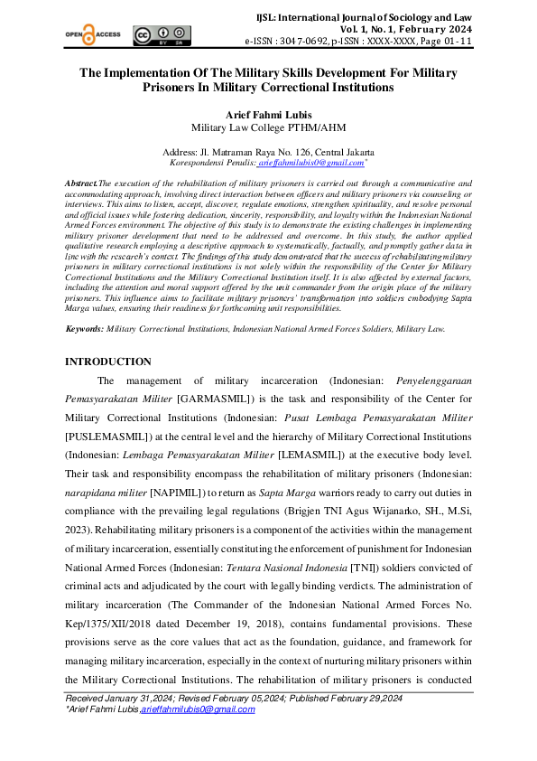 (PDF) The Implementation Of The Military Skills Development For ...
