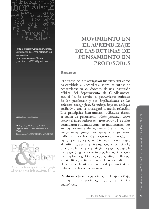 (PDF) Movimiento en el aprendizaje de las rutinas de pensamiento en ...