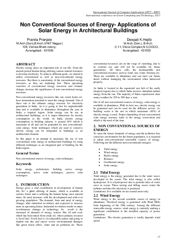 (PDF) Non Conventional Sources of Energy- Applications of Solar Energy ...