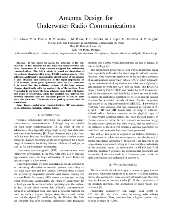 (PDF) Antenna design for underwater radio communications