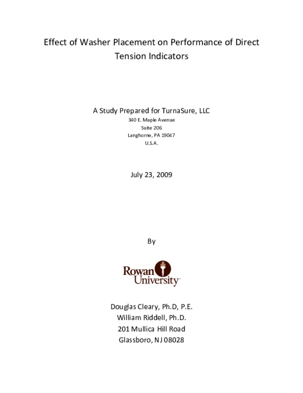 (PDF) Effect of Washer Placement on Performance of Direct Tension ...