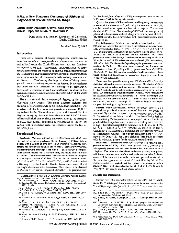 (PDF) KSb2, a New Structure Composed of Ribbons of Edge-Shared Six ...