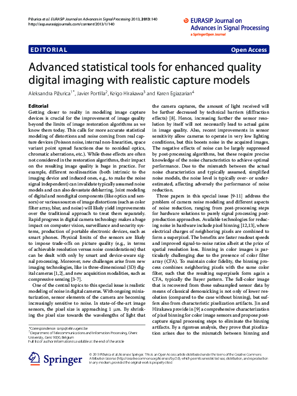 (PDF) Advanced statistical tools for enhanced quality digital imaging ...