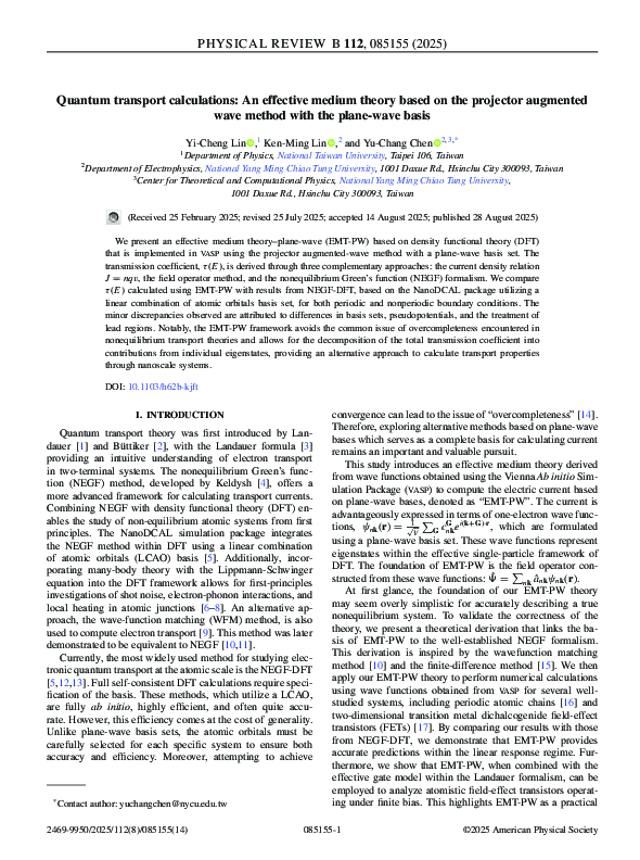 (PDF) Quantum transport calculations: An effective medium theory based ...