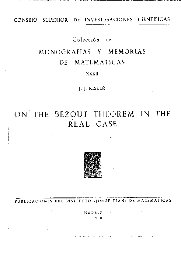 (PDF) On the Bezout theorem in the real case