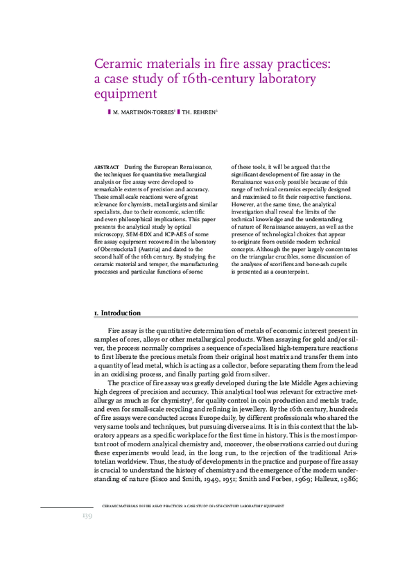 (PDF) Ceramic materials in fire assay practices: a case study of 16th ...
