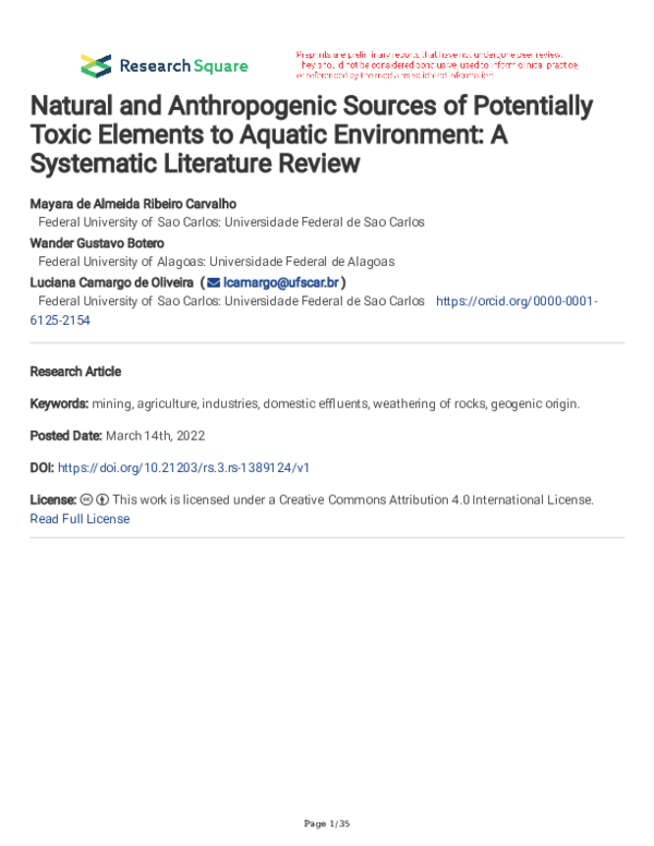 (PDF) Natural and Anthropogenic Sources of Potentially Toxic Elements ...