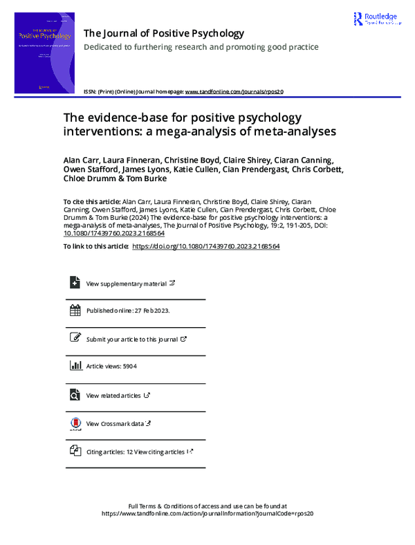 (PDF) The evidence-base for positive psychology interventions: a mega ...