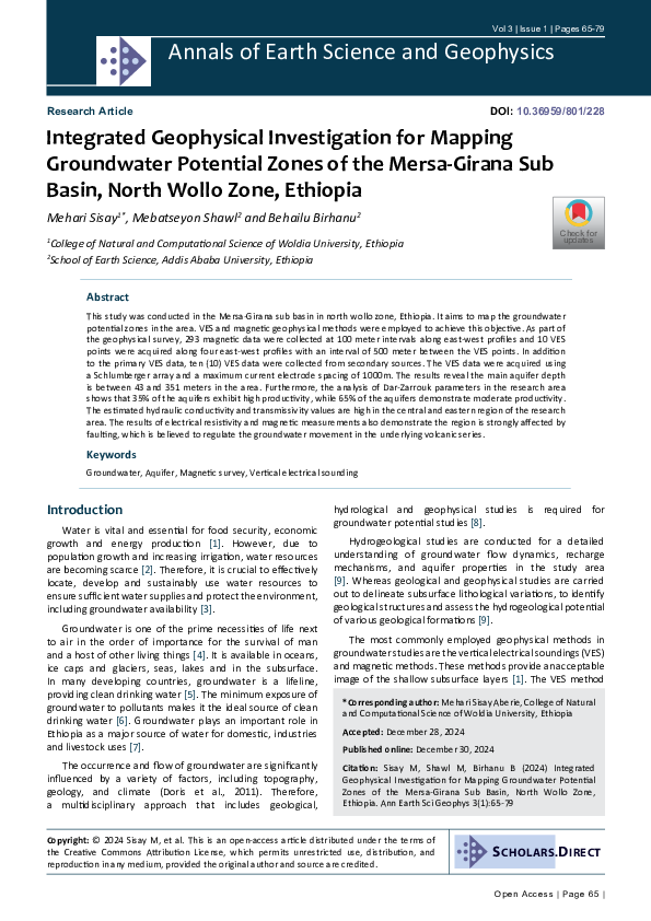 (PDF) Integrated Geophysical Investigation for Mapping Groundwater ...