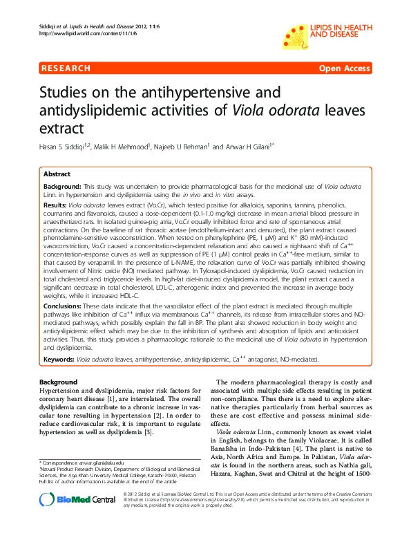 (PDF) Studies on the antihypertensive and antidyslipidemic activities ...