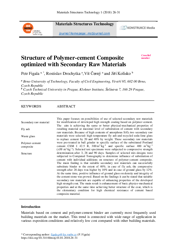 (PDF) Structure of Polymer-cement Composite optimized with Secondary ...