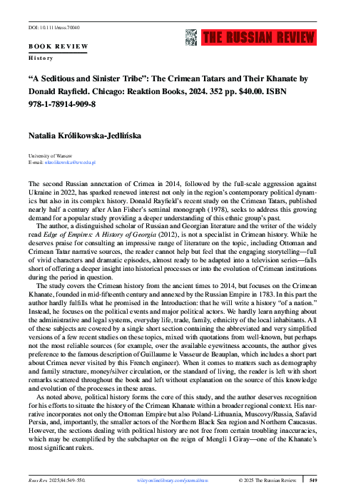 (PDF) NKr Russian Review Rayfield