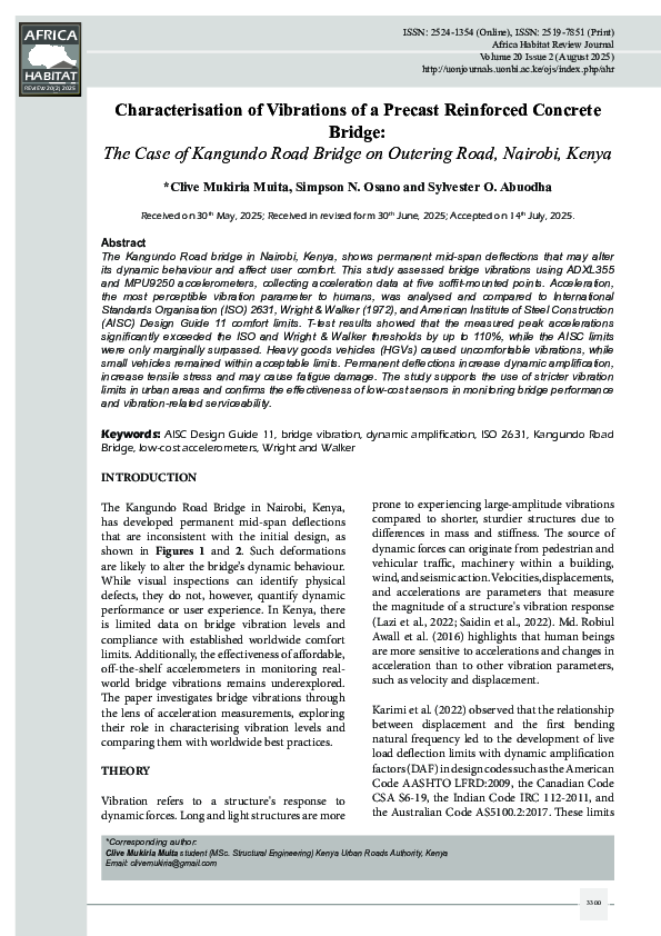 (PDF) Characterisation of Vibrations of a Precast Reinforced Concrete ...