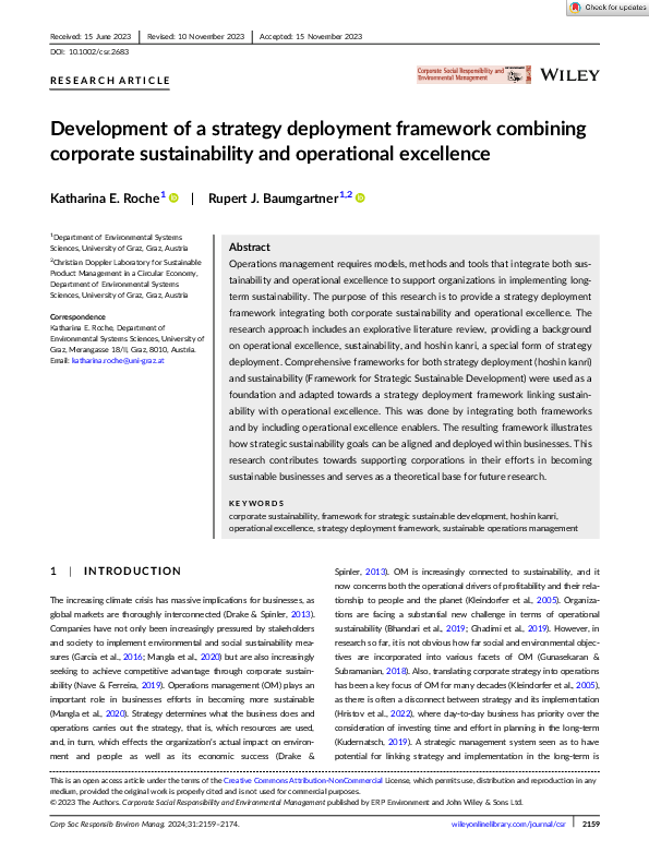 (PDF) Development of a strategy deployment framework combining ...